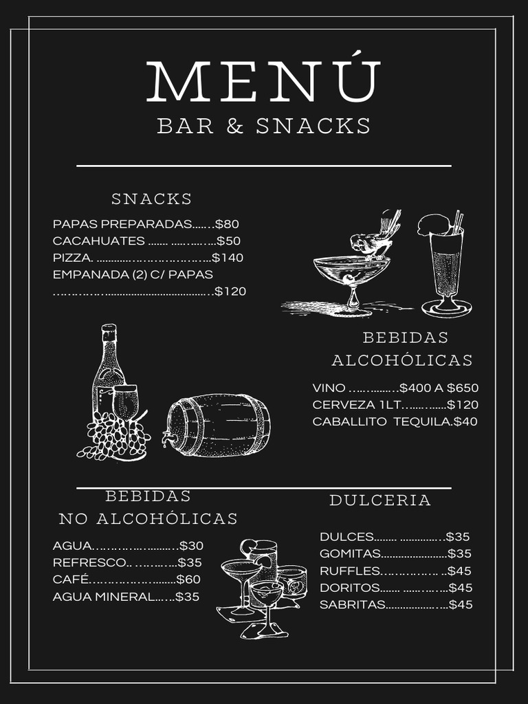 Menú de Bar y Snacks | PDF