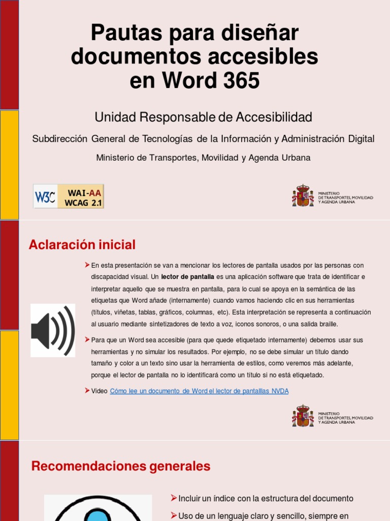 Pautas para Diseñar Documentos Accesibles en Word 365: Unidad ...