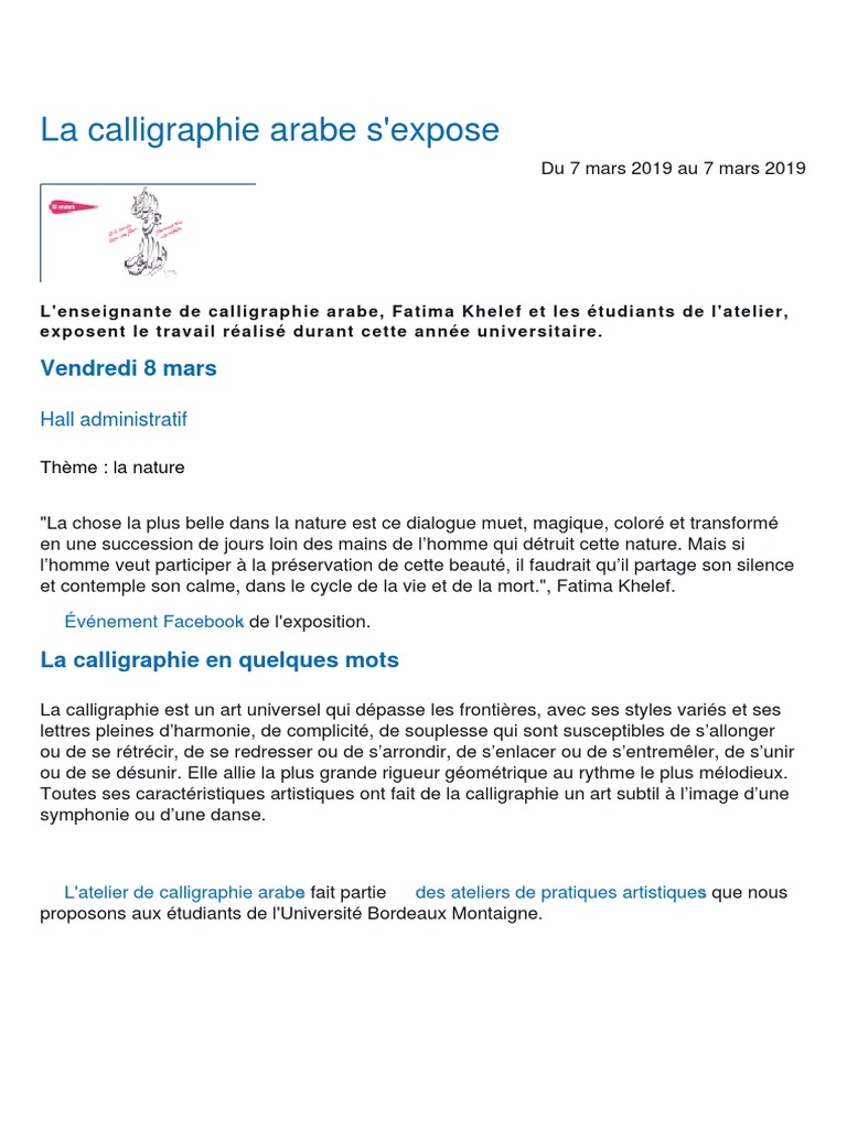La Calligraphie Arabe S Expose | PDF