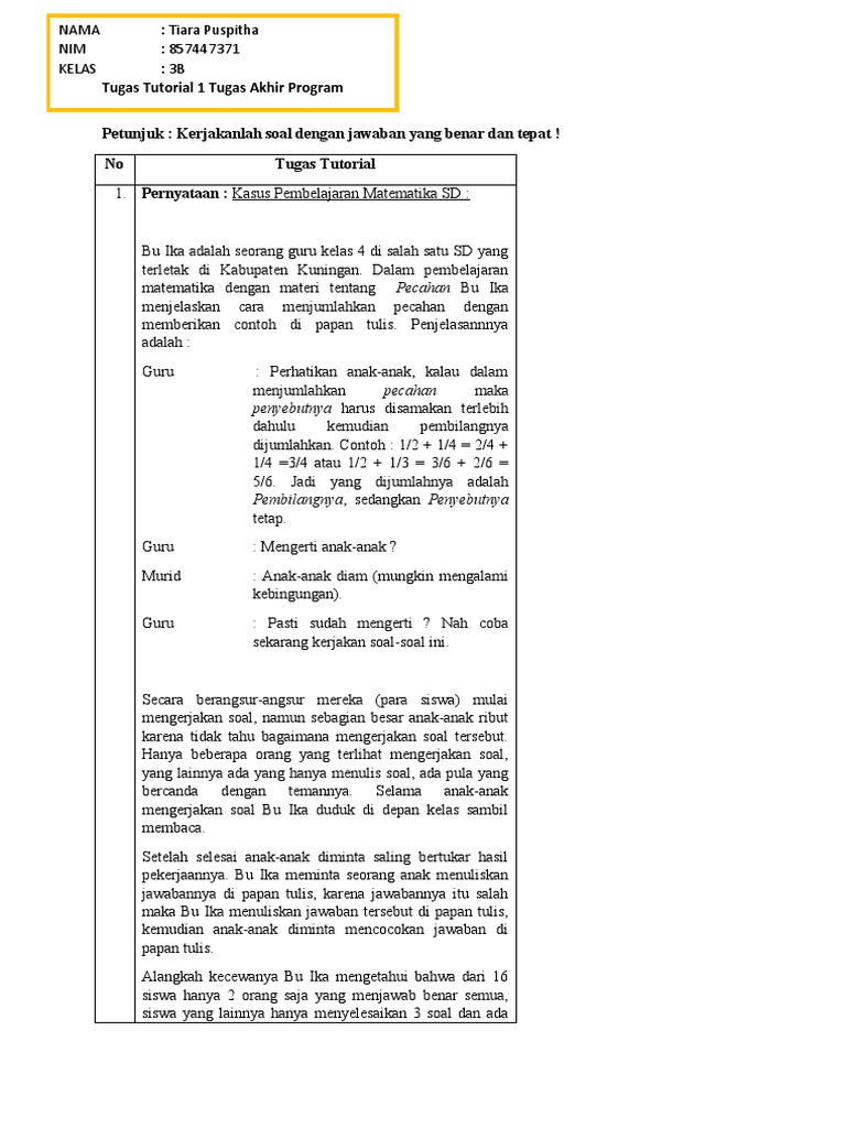 PDGK4500 - Tugas Tutorial 1 TUgas Akhir Program (TAP) | PDF