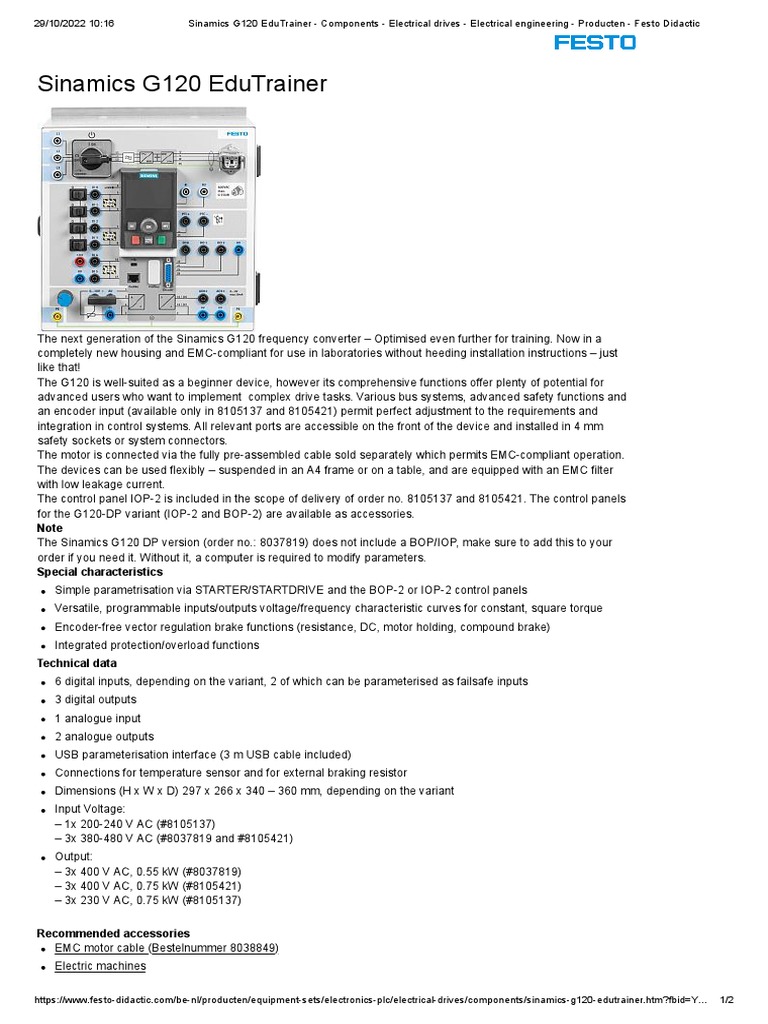 Sinamics G120 EduTrainer - Components - Electrical Drives - Electrical ...