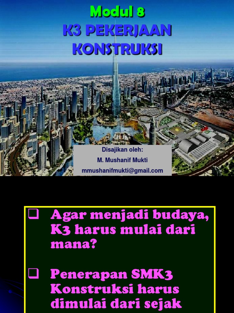 MODUL 8 K3 PEKERJAAN KONSTRUKSI M3-Profesi Konsultan+Pemborong | PDF