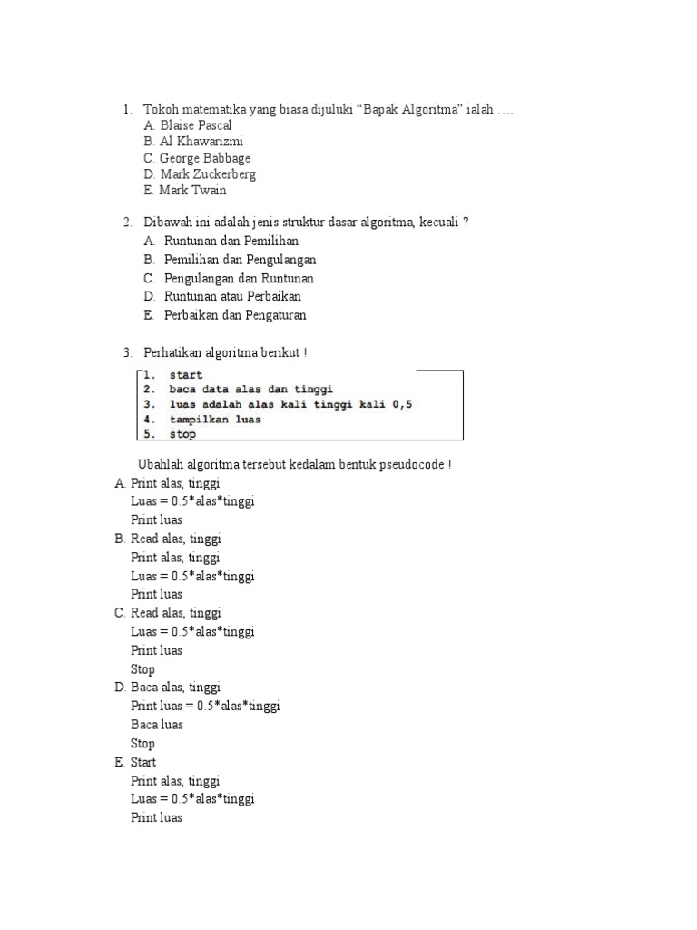 Soal - Pemrograman Dasar | PDF