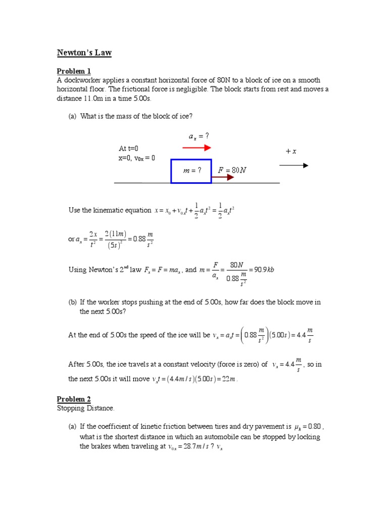 Newton's Law: Problem 1 | PDF | Force | Friction