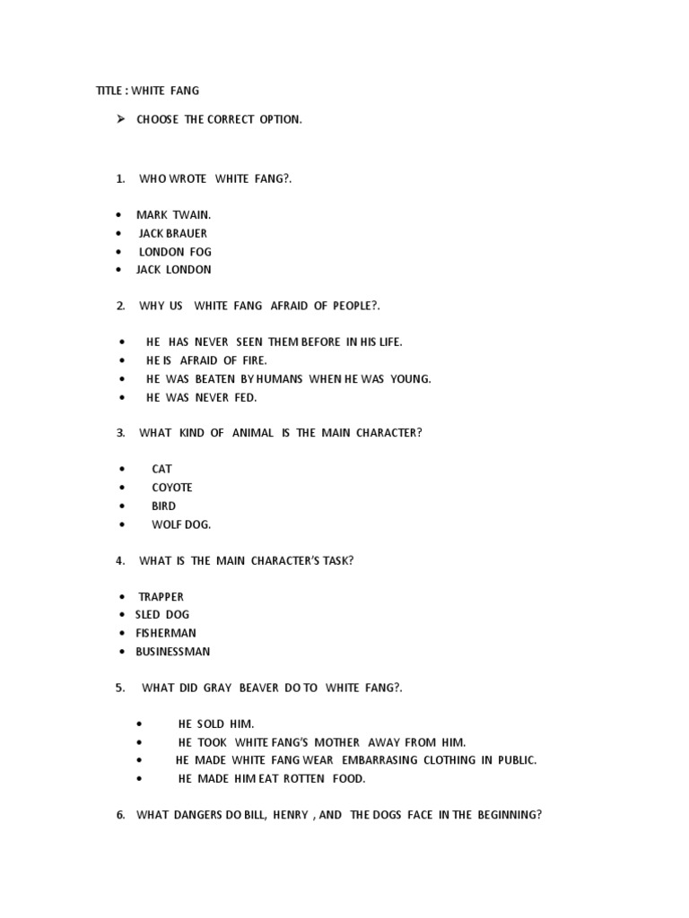 White Fang | PDF | White Fang