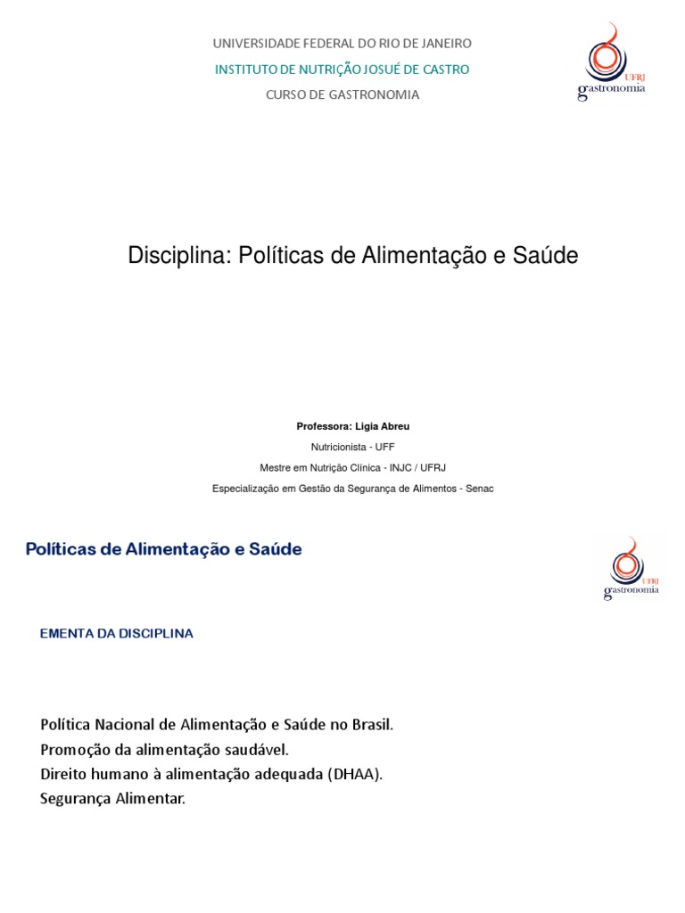Aula - PA&S - SAN e SISVAN | Download grátis PDF | Segurança dos ...