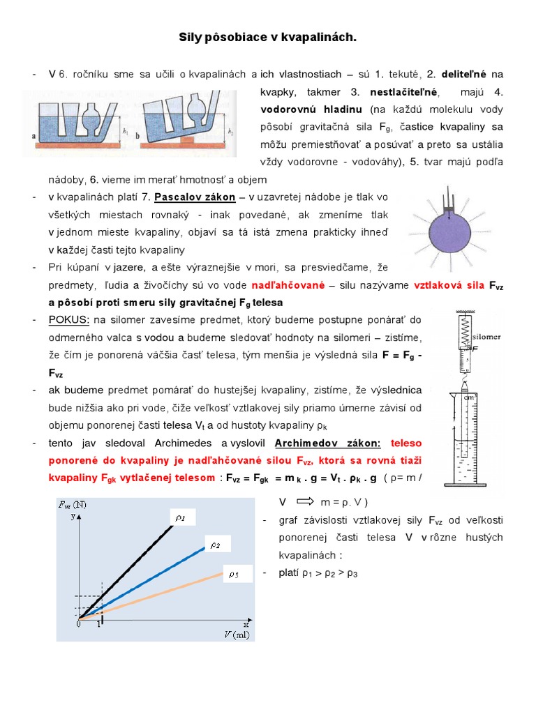 Sily Pôsobiace V Kvapalinách | PDF