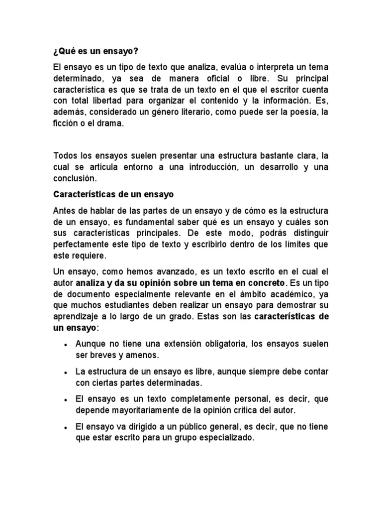 Definición y estructura del ensayo | PDF | Ensayos | Autor