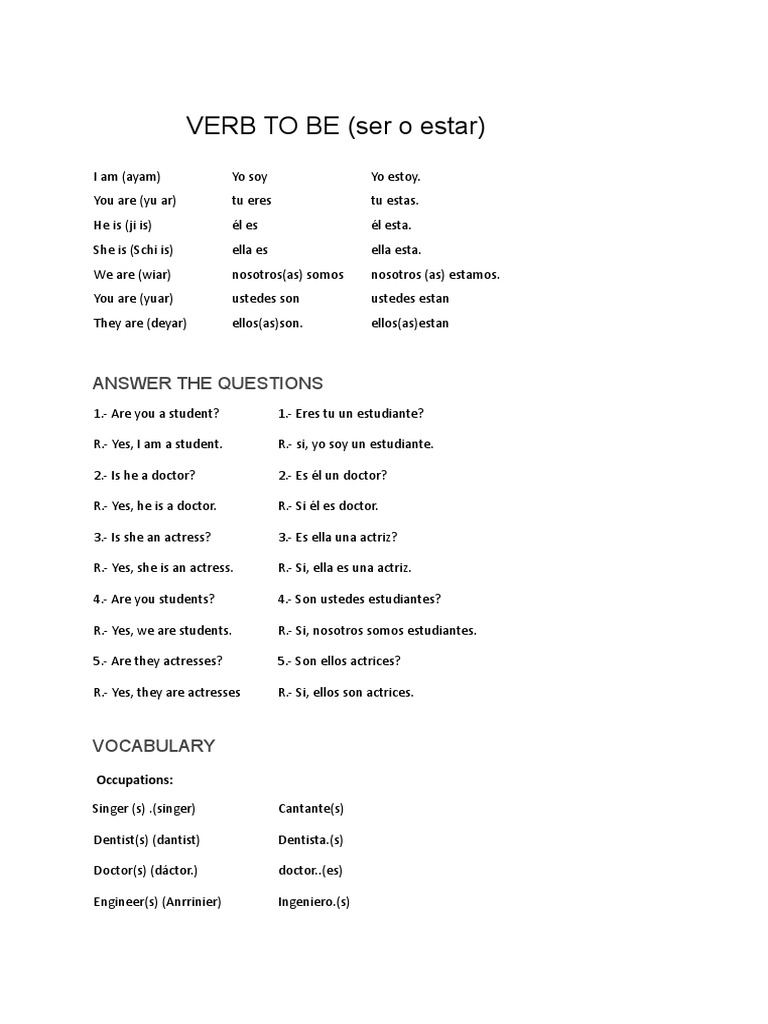 Verbo To Be: Ser y Estar en Inglés | PDF | Language Arts & Discipline