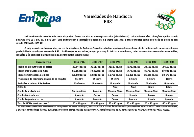 Variedades de Mandioca BRS | PDF