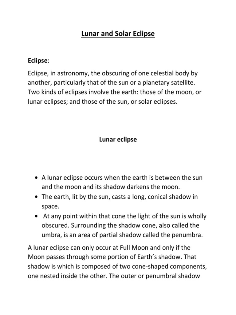 Lunar and Solar Eclipse | PDF | Solar Eclipse | Eclipse
