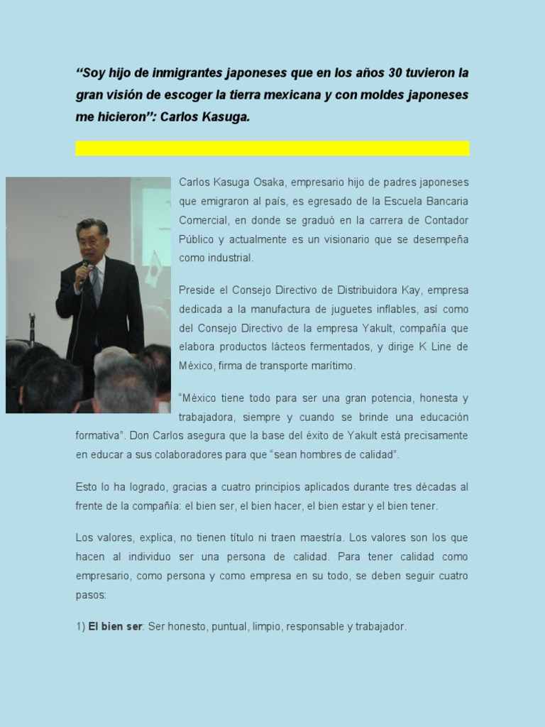 Carlos Kasuga, Valores y Aptitudes | PDF