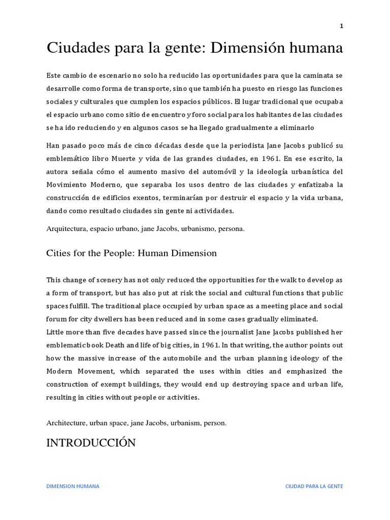 Ensayo Dimensión Humana | PDF | Calle | Peatonal
