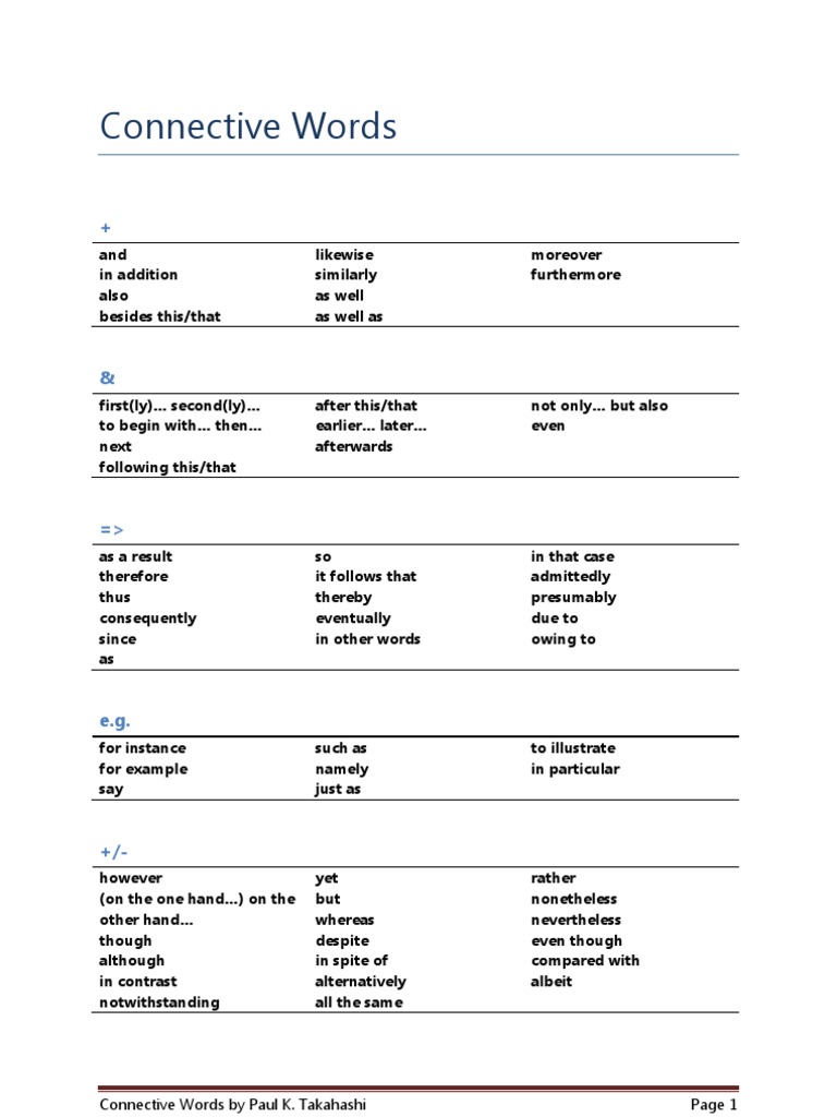 Connective Words | PDF