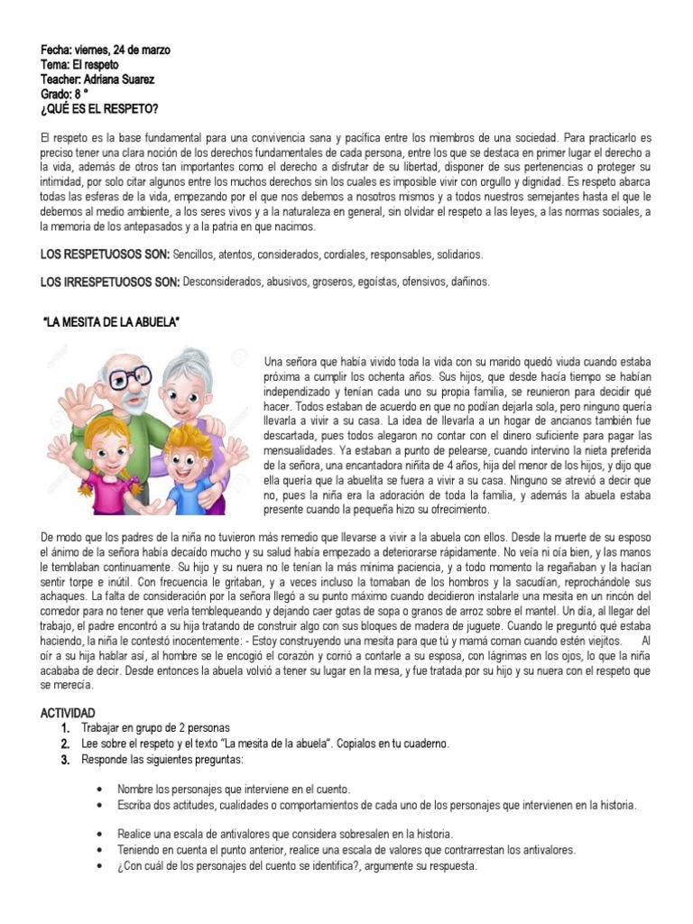 Taller 1 El Respeto | PDF | Ciencias sociales | Bienestar
