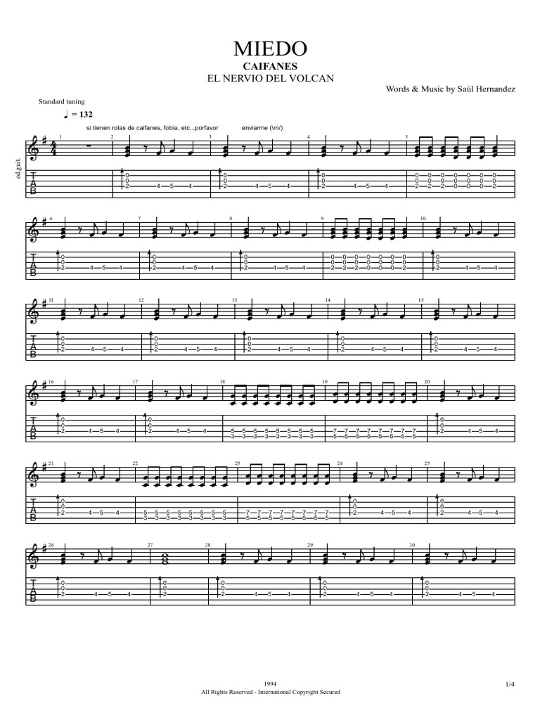 Caifanes - Miedo (G2) | PDF