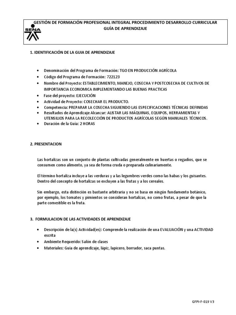 GFPI-F-019 - Formato - Guia - de - Aprendizaje MOD 1 | PDF | Vegetales