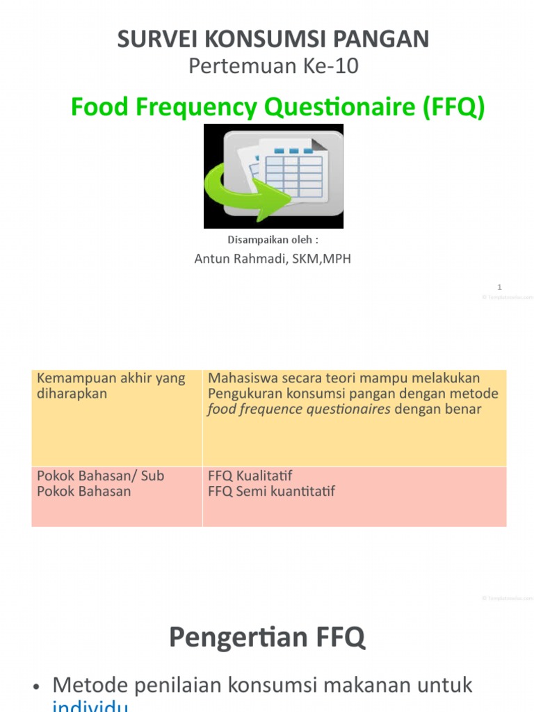 Penggunaan Kuesioner FFQ dalam Diet | PDF
