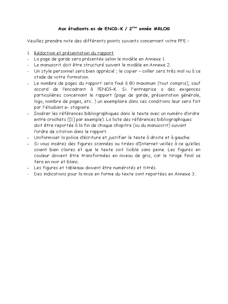 Guide de rédaction du PFE ENCG-K | PDF