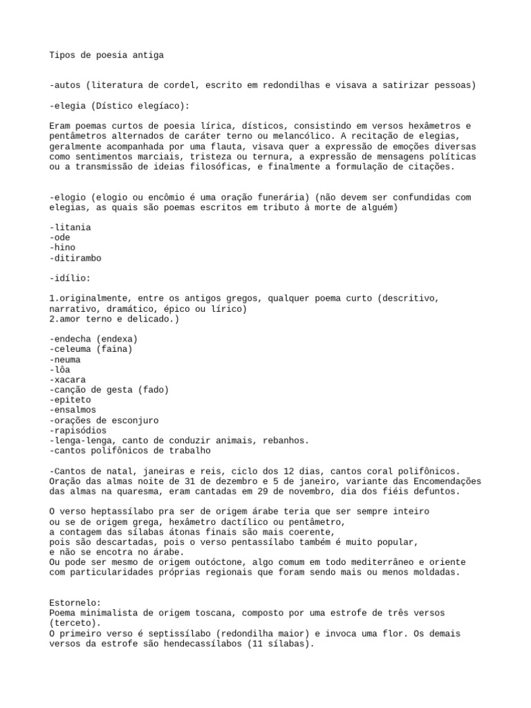 Tipos de Poesia | PDF