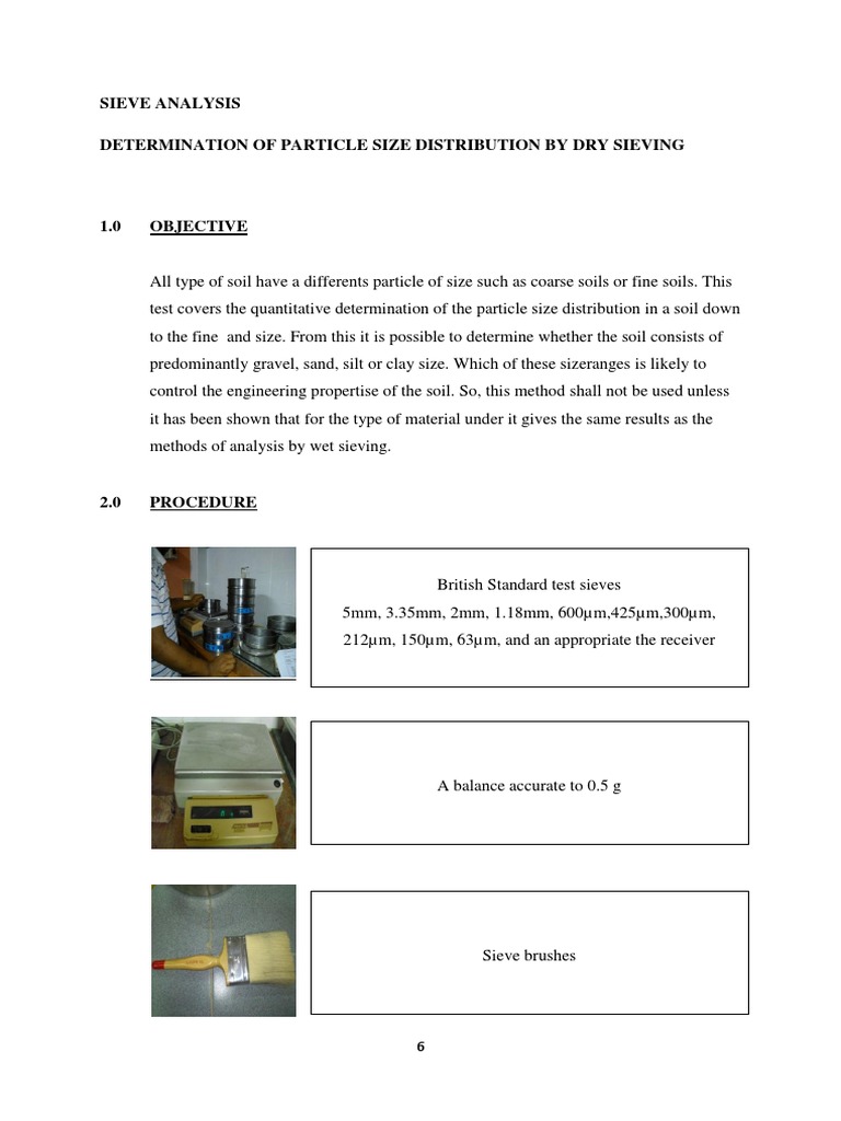 Experiment 2 DETERMINATION OF PARTICLE SIZE DISTRIBUTION BY DRY SIEVING ...