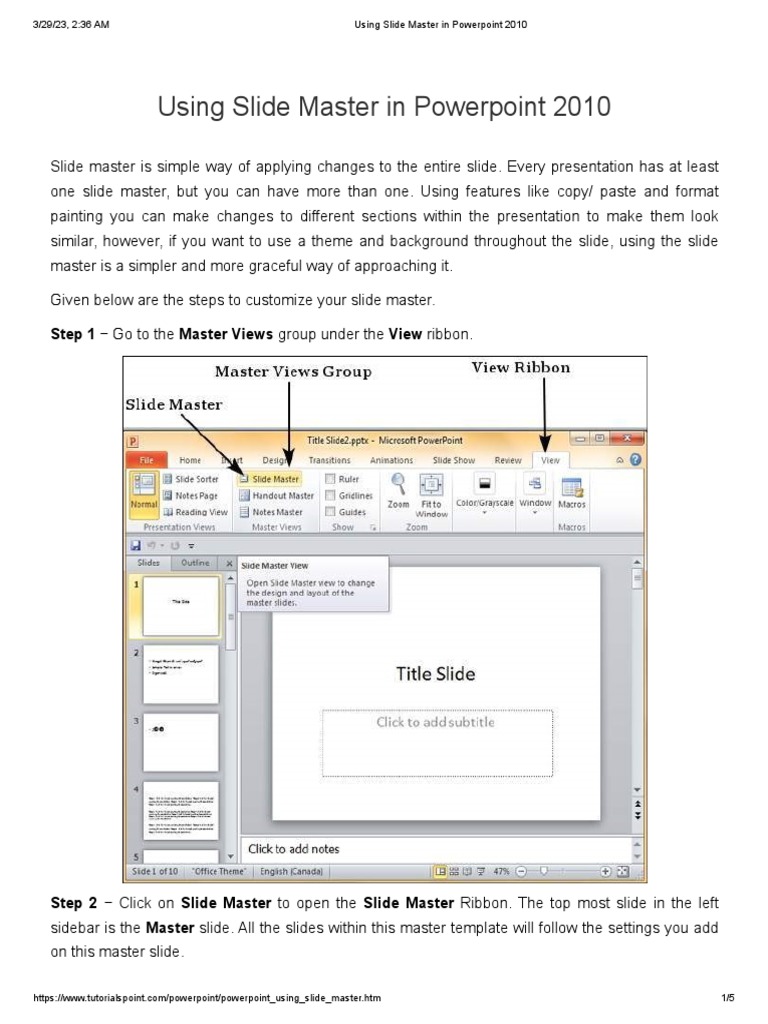 Using Slide Master in Powerpoint 2010 | Download Free PDF | Microsoft Power Point | Software ...