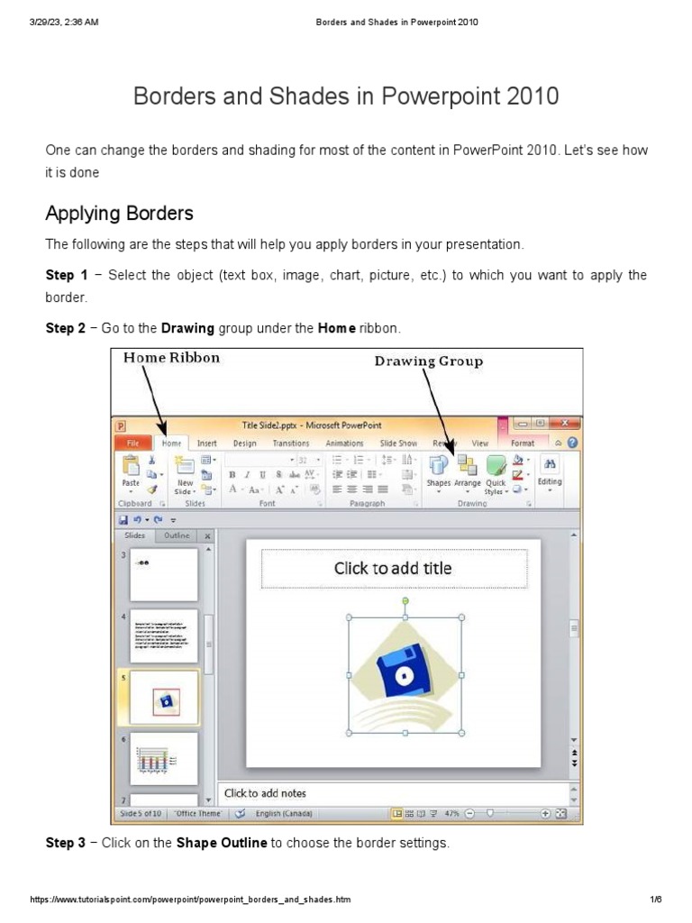 Borders and Shades in Powerpoint 2010 | PDF | Graphics | Vision