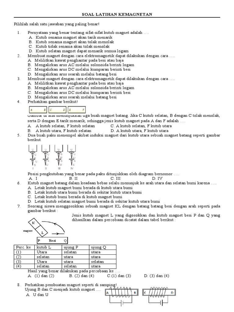 Soal Latihan Kemagnetan | PDF | Metode & Bahan Ajar
