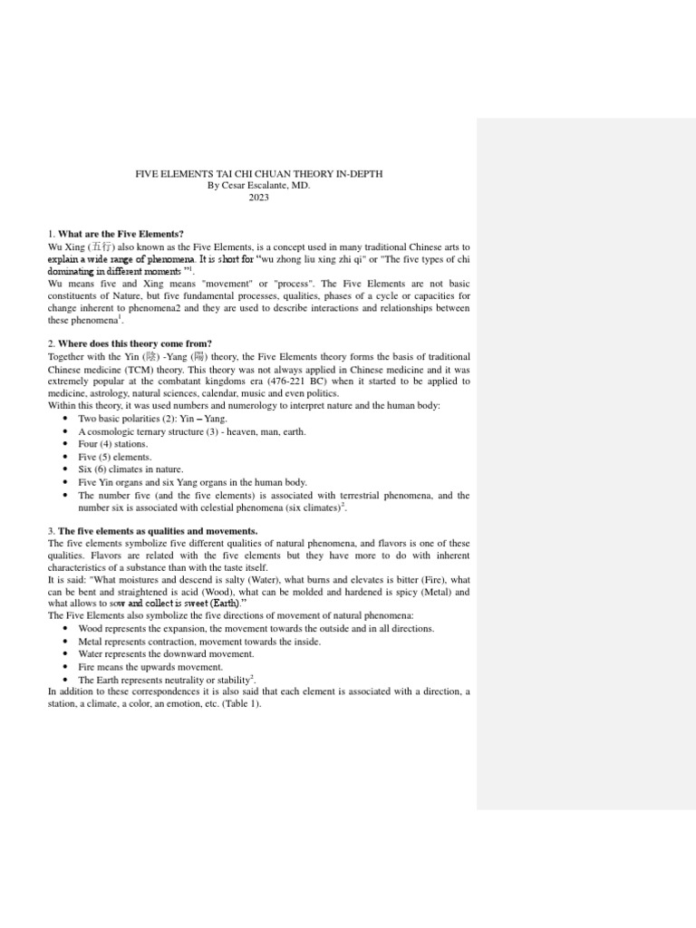 Five Elements Tai Chi Chuan Theory In-Depth | Download Free PDF | Yin ...