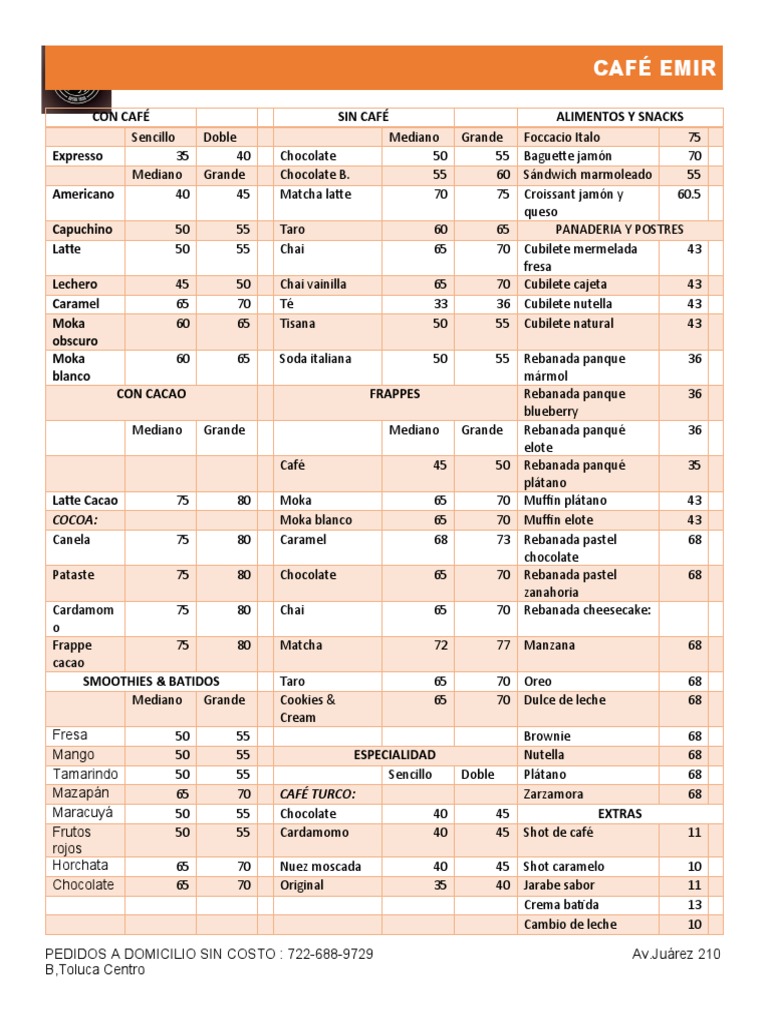 CAFÉ EMIR Mda | PDF | Chocolate | Alimentos