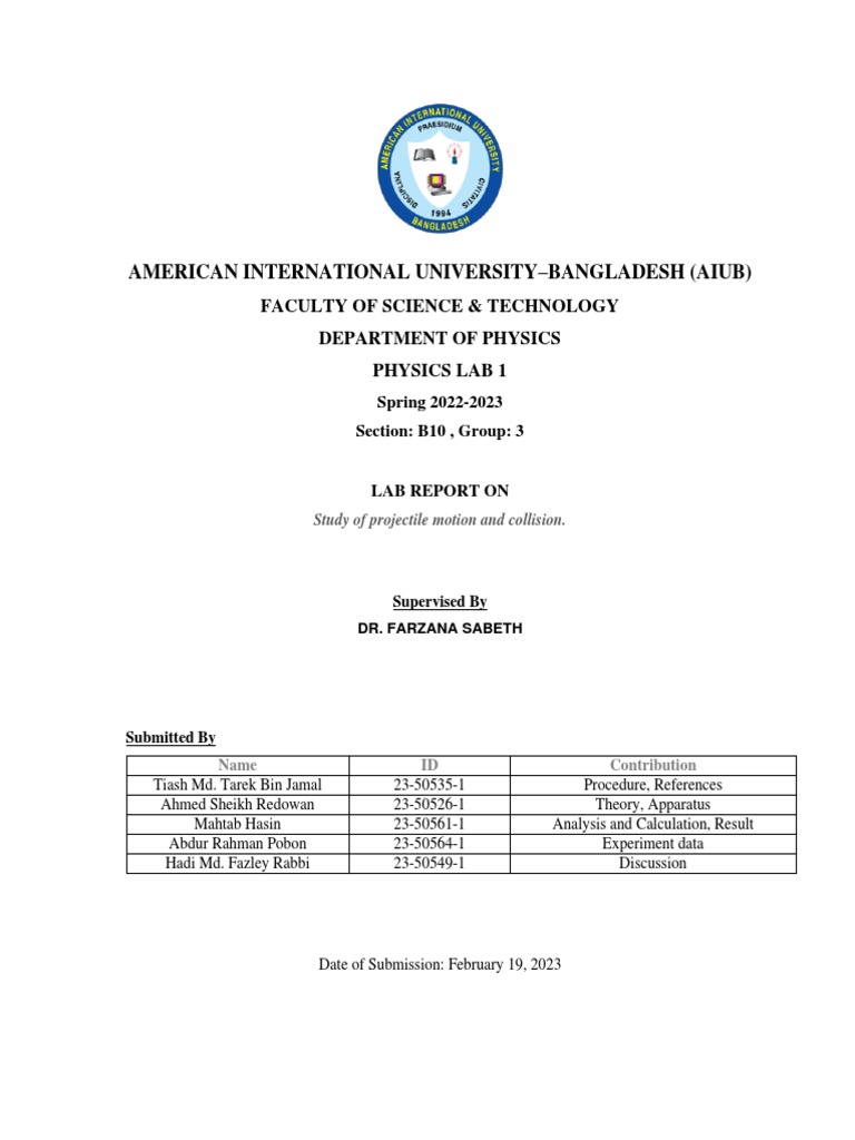 Physics 1 Lab Report 3 Pdf Collision Velocity