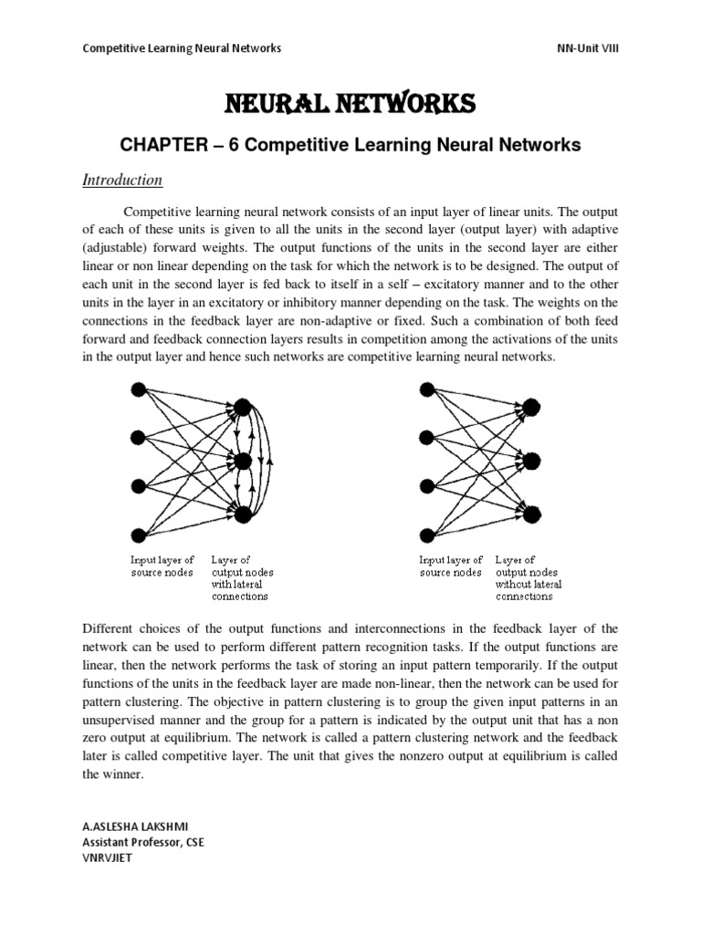 Competitive Learning Neural Networks | PDF | Artificial Neural Network | Pattern Recognition