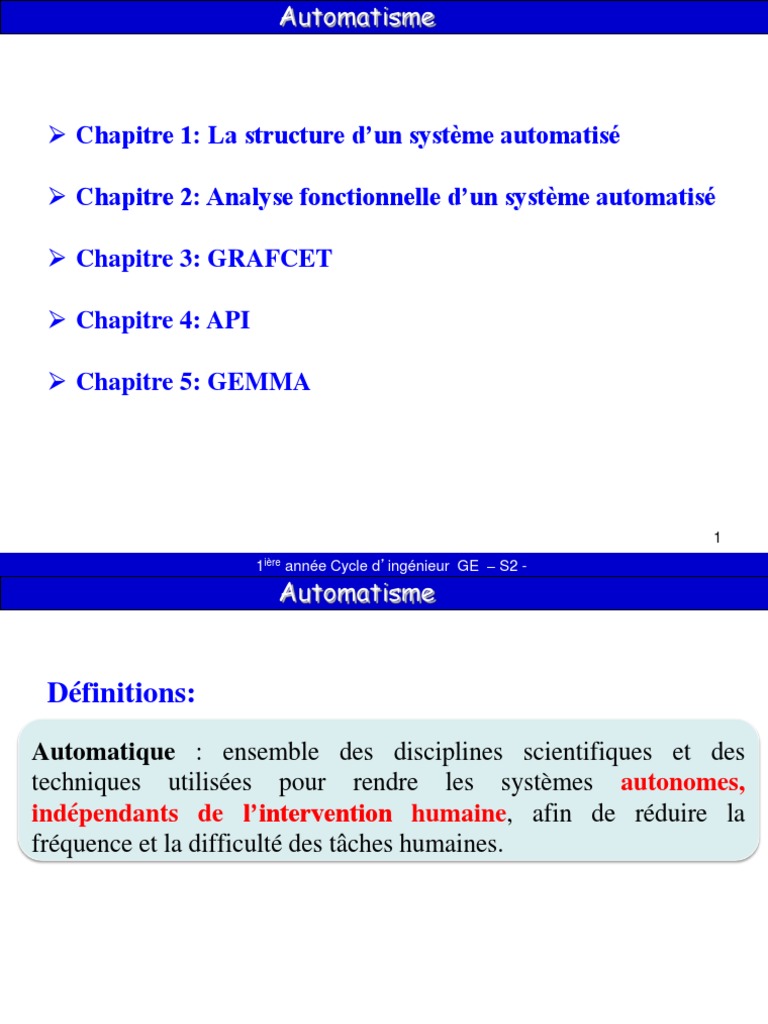 Cours 0 Introduction Automatisme | PDF | Automatisation | Capteur