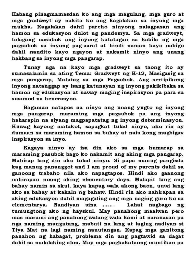 Graduation Speech | PDF