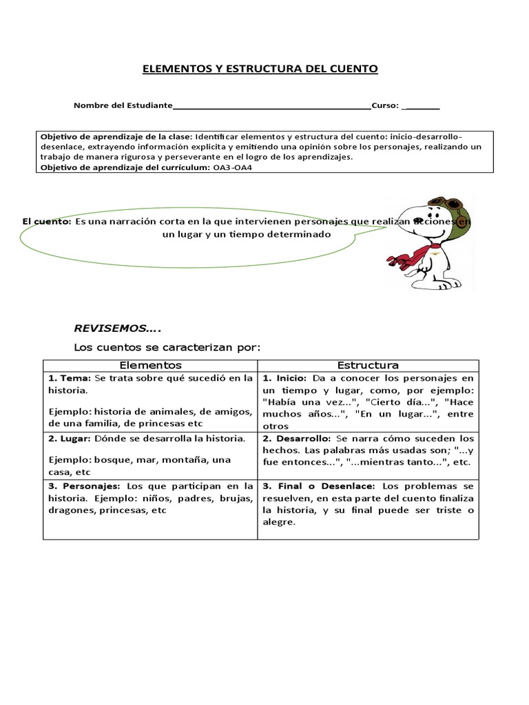 Lenguaje 3ºB GUÍA Elementos y Estructura Del Cuento | PDF | Cuentos | Narración