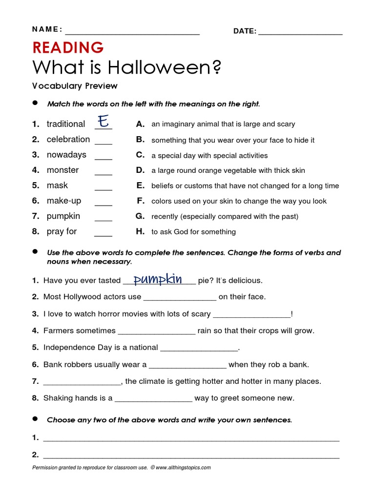Lesson What Is Halloween 20220904 | PDF | Halloween | Trick Or Treating