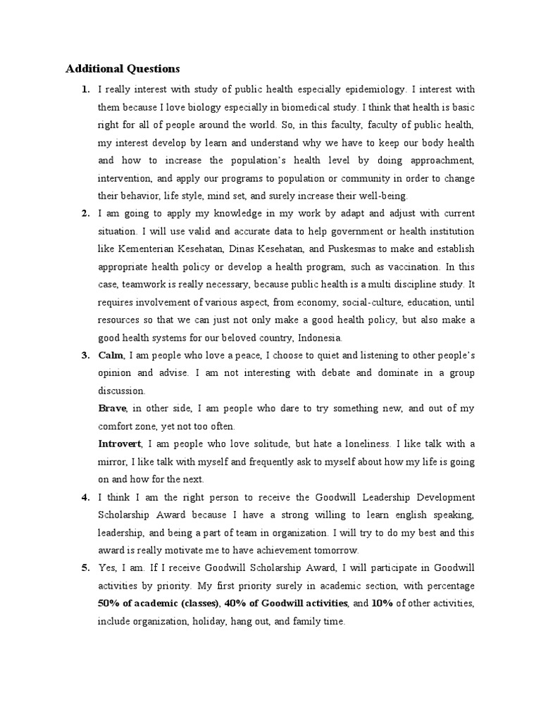 Form Profil Dan Esai Beasiswa | PDF | Public Health