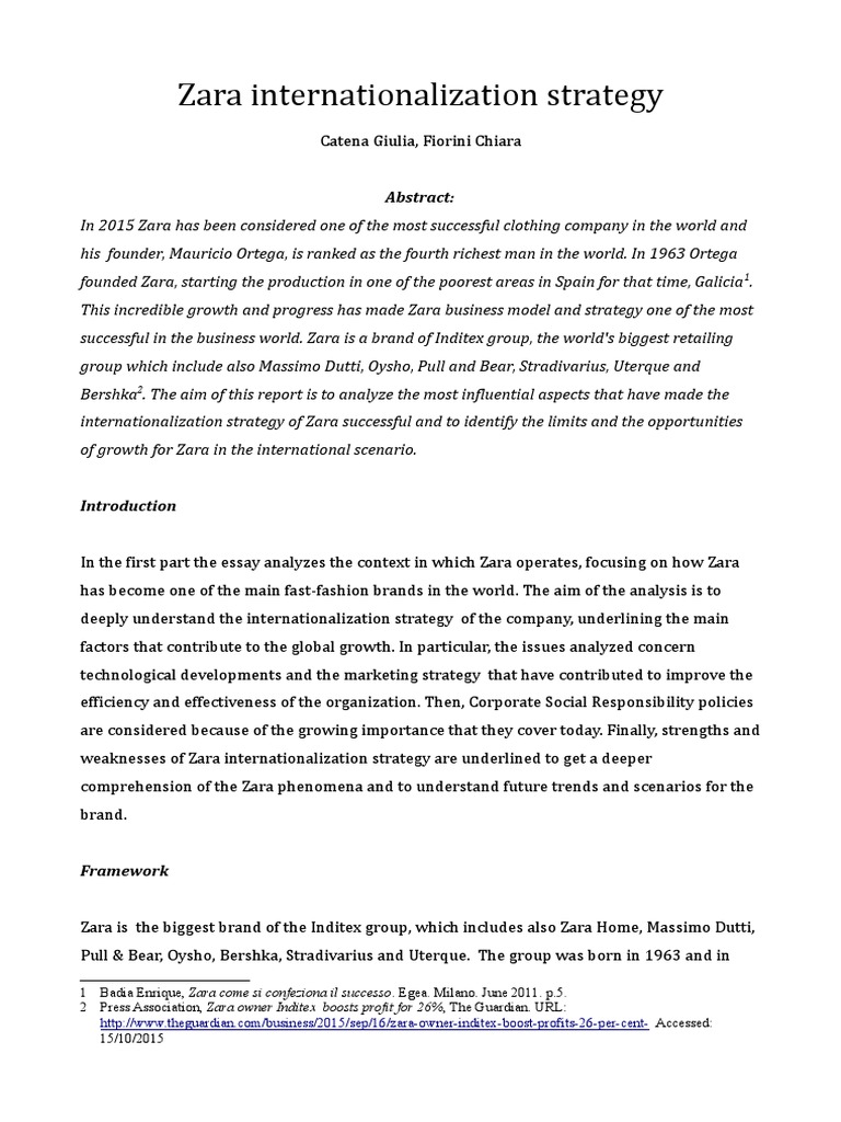 Zara's Successful Internationalization Strategy | PDF | Supply Chain ...