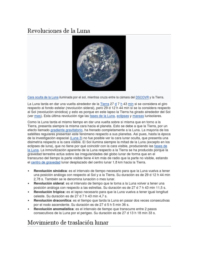 Revoluciones y Fases de la Luna | PDF | Luna | Tierra