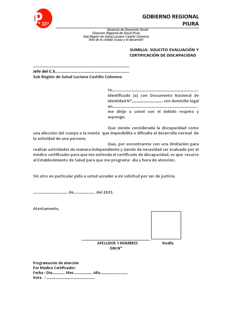 Solicitud de Discapacidad | PDF