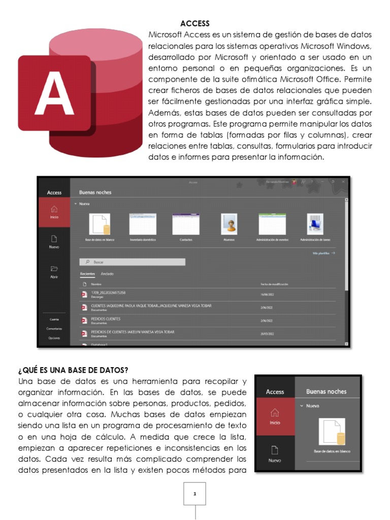 Introducción a las bases de datos en Microsoft Access | PDF | Bases de datos | Macro (informática)