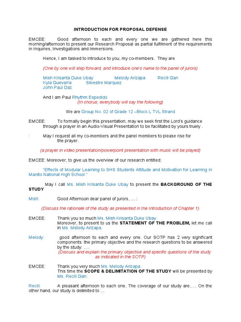 Proposal Defense Script | PDF | Science | Cognitive Science