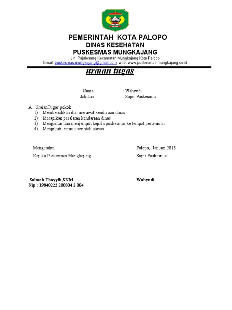 Uraian Tugas Sopir | PDF