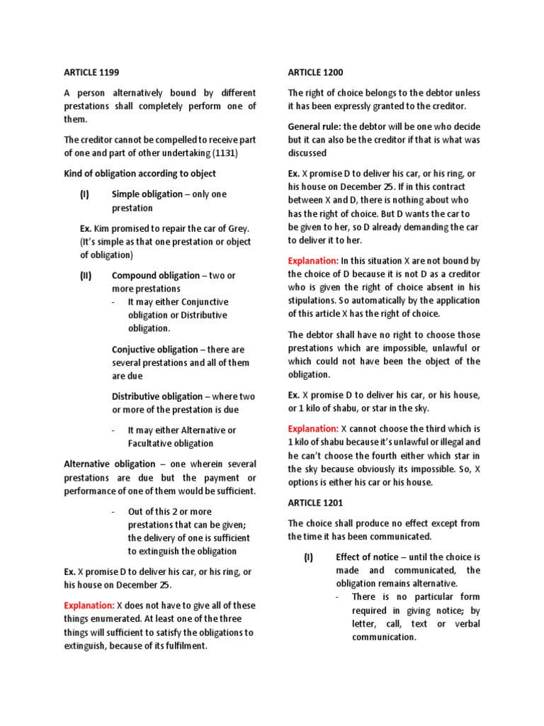 Explanation of Articles 1199-1206 | PDF | Business Law | Civil Law ...