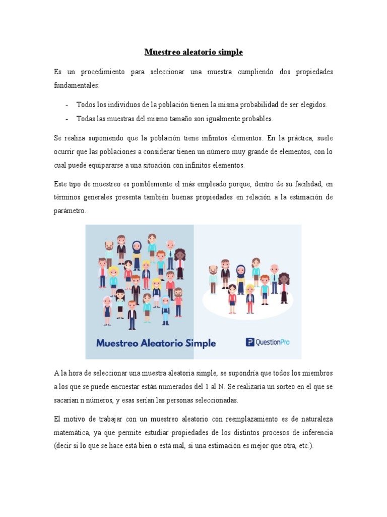 Guía del Muestreo Aleatorio Simple | PDF | Muestreo (Estadísticas ...