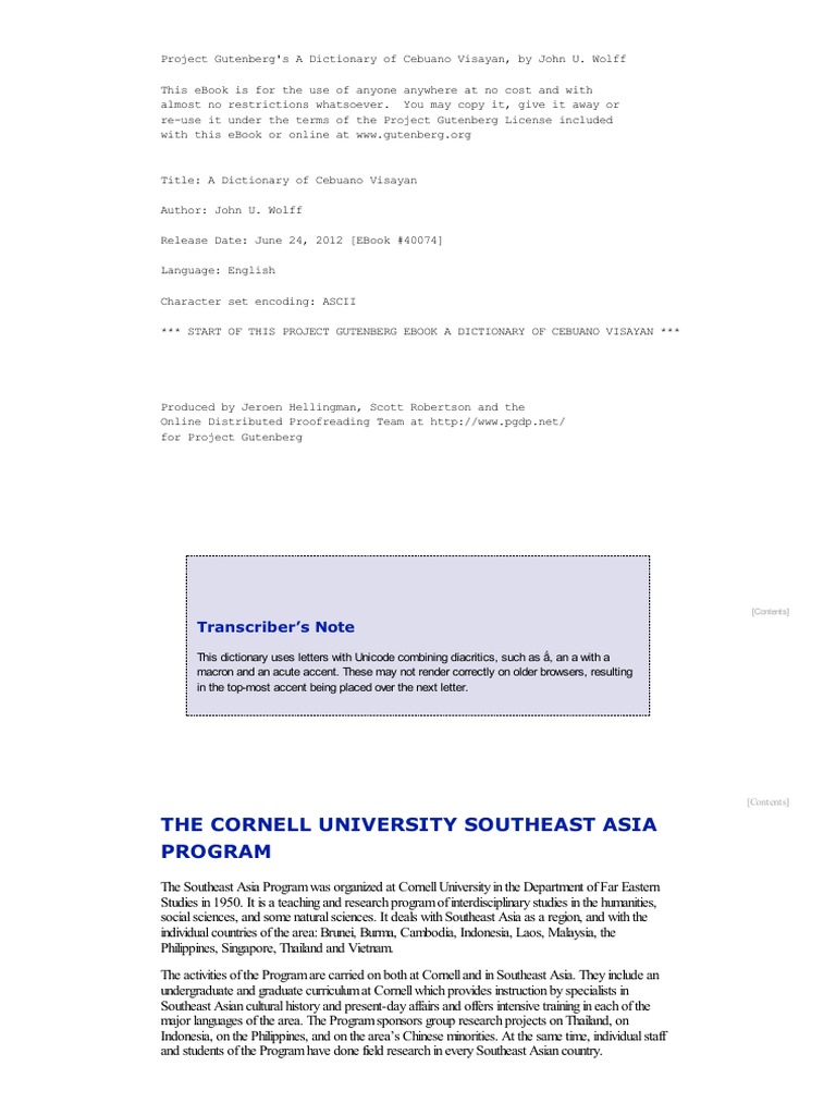 The Cornell University Southeast Asia Program: Transcriber's Note | PDF ...