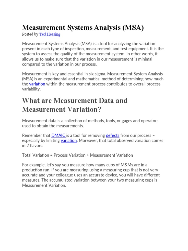 Measurement Systems Analysis (MSA) : What Are Measurement Data and ...