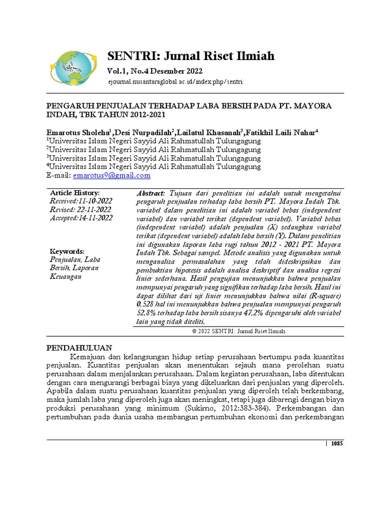 SENTRI: Jurnal Riset Ilmiah: Vol.1, No.4 Desember 2022 | PDF | Bisnis ...