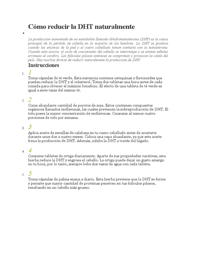 Cómo Reducir La DHT Naturalmente | PDF