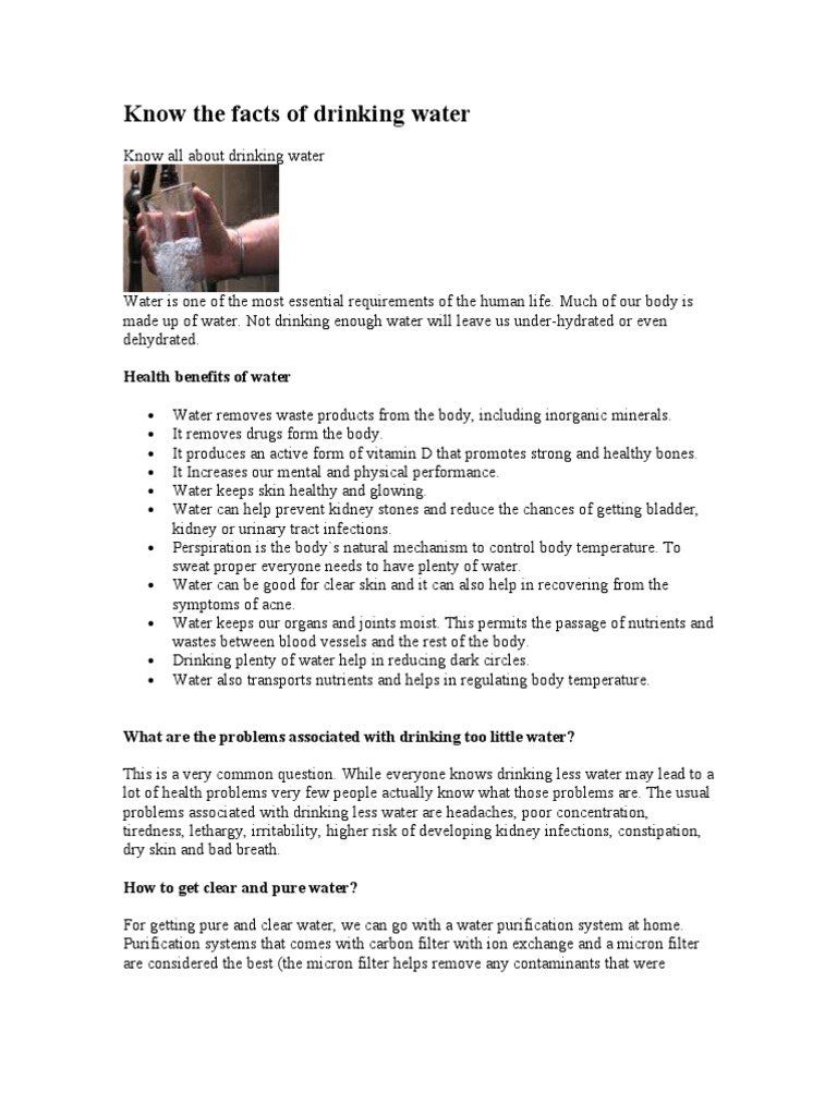 Know The Facts of Drinking Water | Download Free PDF | Nutrition | Diet ...